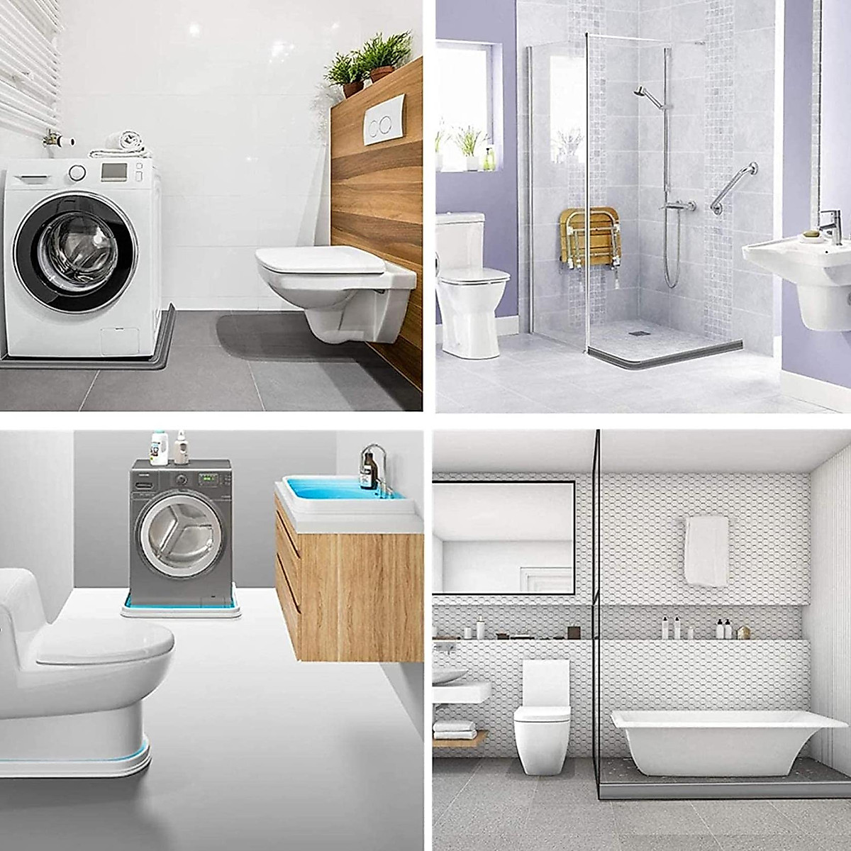 KFJZGZZ Shower Threshold Water Dam Collapsible Bath Shower Barrier,Dry and Wet Separation Water ​Barrier for Bathroom Kitchen Sink and Keeps Water Inside Threshold