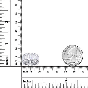 Sterling Silver Cubic Zirconia Round & Baguette Eternity Ring, Size 6