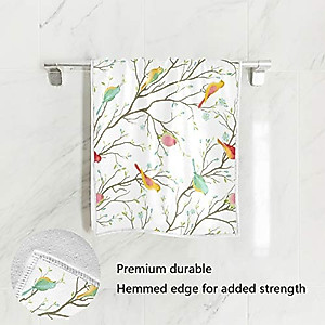 Ollabaky Rustic Style Birds Hand Towels Cotton Face Towels Ultra Soft Breathable Absorbent Multipurpose Fingertip Towels for Bathroom, Kitchen, Gym, Spa, Home Decoration, 30 x 15 Inch