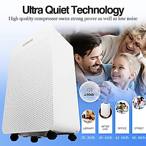 HUMSURE 4500 Sq. Ft Dehumidifier for Basements' 70 Pints Moisture Removal, Whole House Dehumidifier with Auto Shut-off, Portable Dehumidifier