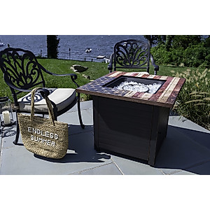 Endless Summer, The Liberty, Square 30" Outdoor Propane Fire Pit, Includes White Fire Glass, Protective Cover, and Patented Hide-Away Door