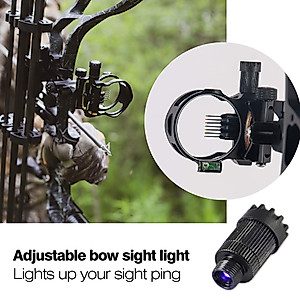 TOPOINT ARCHERY CNC Aluminum 5 Pins Or 7 Pins .019" Tool-Less Bow Sight with Micro Adjust Detachable Bracket LED Sight Light Left and Right Hand (PRO 7 PINS, Black)