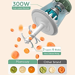 Momcozy 9-in-1 Baby Food Maker & Blender Set, 7-Second Quick Soft Food Prep for Baby, 20oz Baby Food Processor for Meat, Vegetable, Fruit with Baby Food Containers, Food Freezer Tray, Silicone Spoons