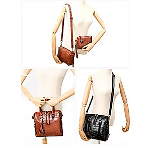 Women Fashion Handbags Wallet Tote Bag Shoulder Bag Top Handle Satchel Purse Set 4pcs (Red)