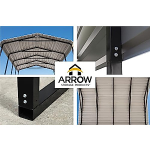 Arrow Carports Galvanized Steel Carport, RV Metal Carport Kit, 14' x 42' x 14', Eggshell