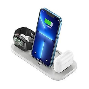 3 in 1 Wireless Charging Dock Stand Compatible with iPhone 14/13/12/SE/11/XS/XR/X/Pro/Max/Plus for IWatch All gens, for Airpods (White)
