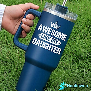 Heulinwen Funny Birthday Gift For Dad From Daughter, Awesome Like My Daughter Tumbler 40oz, Christmas Father's Day Gift For Dad, Father In Law Birthday Gift From Daughter In Law, New Bonus Dad Gift