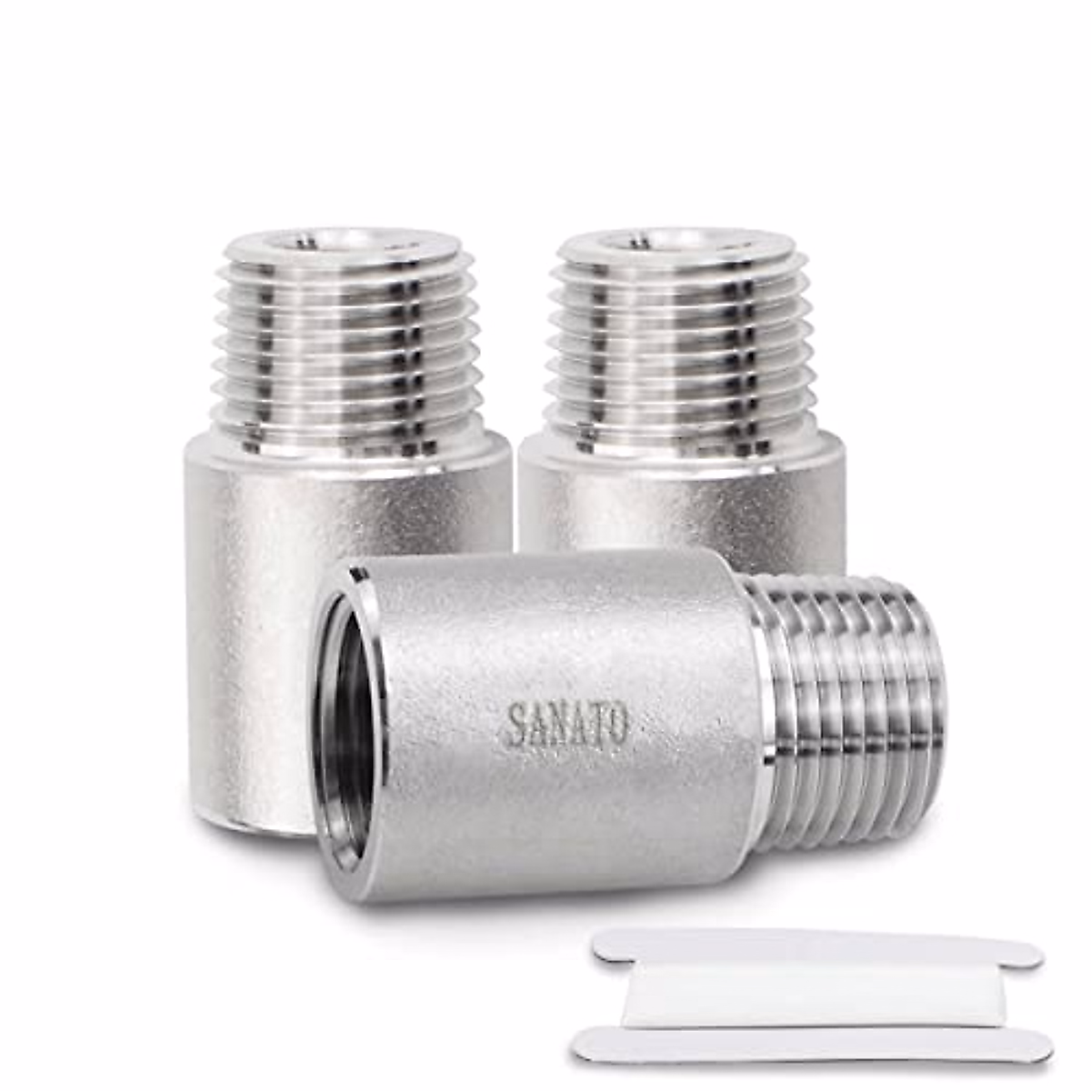 SANATO 3 Pcs SS 304 Forging Nipple Cast Piple, 3/4" NPT Male x 3/4" NPT Female Threaded, 50mm Piple Fittings