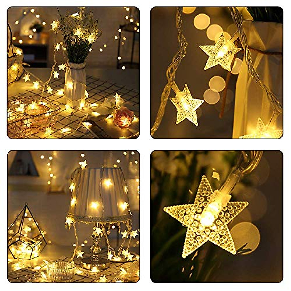 Merdeco Star String Lights, 16ft/5m 50 LED Plug in String Lights Warm White Fairy Lights for Christmas/Wedding/Party Indoor and Outdoor Decoration