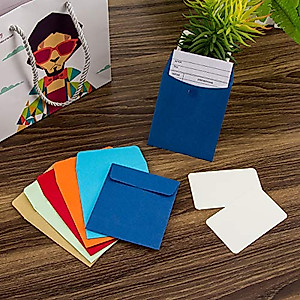 120 Pieces Small Envelopes Library Card Non-Adhesive Packets Envelopes with 120 Pieces Adhesive Double Sided Glue Points for School, Library, Office Task Trackers and Gift Tag (Pocket Envelopes)