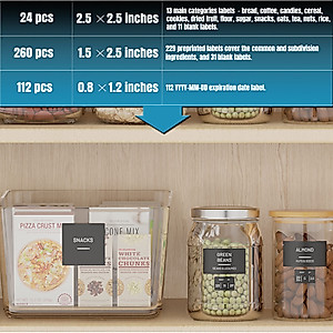 Neatsure 284 Pantry Labels with 112 Expiration Date Labels for Food Containers, Preprinted Stickers Booklet for Storage Bins, Minimalist Kitchen Labels for Organizing