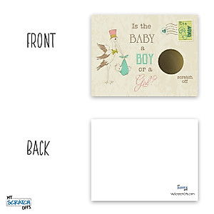 My Scratch Offs - 25 Pack Its a Boy Vintage Stork Baby Carriage Gender Reveal Scratch Off Cards & Stickers Funny Games Ideas for Family and Guests