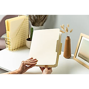 SUNSERE Classic Manila Folders – 100 Pack, Thick Letter Size Manila File Folders, 1/3-Cut Tabs, 11.75 x 9.50 Inches, Folders for Documents & Files