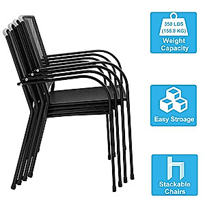 AECOJOY 5 Piece Outdoor Table and Chair, Patio Outdoor Dining Set with 1.73" Umbrella Hole, Patio Table and Chair Set of 4 for Garden,Bistro,Deck