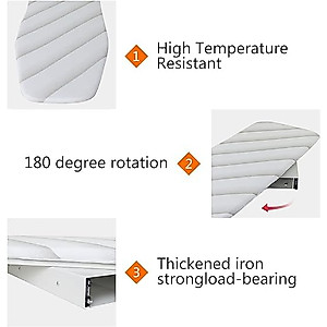 37 Inch Wall-Mounted Heavy Duty Ironing Board, 180 Swivel Fold Away Iron Board for Home Laundry Room Dorm (Style 6)