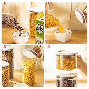 LivLab Airtight Small Grips POP Rice Cereal Dispenser - Rice Container Food Storage Bin Granola Cat/Dog Food Container (2.2 Qt)
