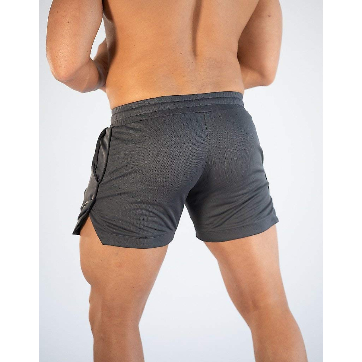 FLYFIREFLY Men's Gym Workout Shorts Running Lightweight Athletic Short Pants Bodybuilding Training Dark Grey