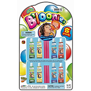 JA-RU Bloonies Magic Plastic Bubbles Balloons Variety Pack (8 Tubes per Pack)| Kids Super Elastic | Blow Up Balloons with Straw | Party Favors and Gifts Fidget Toy. 774-1A