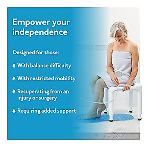 Carex Universal Bath Seat and Shower Chair - Bath Chair Supports Up To 400 Pounds - Adjustable Height Shower Bench, Plastic Stool For Shower, Shower Seat