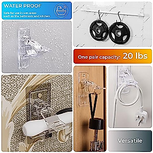 Antimbee 12 Pcs Adhesive Curtain Rod Holder, Stick on Wall Curtain Rod Hanging Bracket for Window, Shower