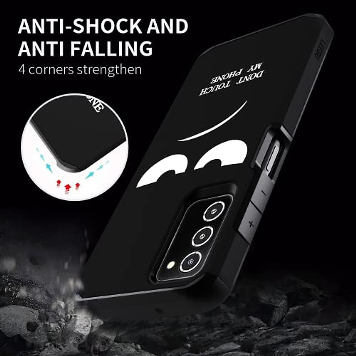 LEEGU for Samsung Galaxy A03s Case, Cute [Don't Touch My Phone] Shockproof Dual Layer Slim Protective Silicone Plastic Cover for Boys Men Kids Phone Case Samsung A03S (US Version) SM-A037U