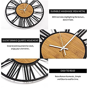 1st owned Round Wall Clock for Living Room Decor Modern Battery Operated Nearly Silent Black Clocks for Home Living Room Garden Office Cafe Decoration -40CM