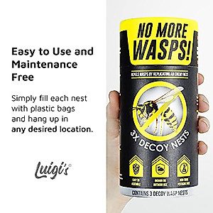 Luigi's Wasp Away - Wasp Nest Decoy - Environmentally Friendly - for Indoor or Outdoor Use in Patio, Pool or Garden (3 Pack)