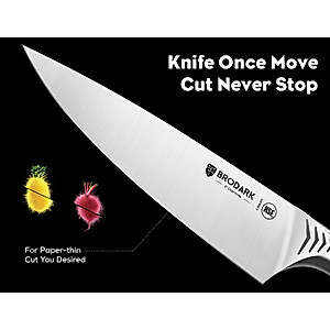 BRODARK Kitchen Knife Set with Block, 15-Piece Knife Block Set with Built-in Sharpener, Dishwasher Safe Knives Set for Kitchen, NSF Certified Stainless Steel Kitchen Knives, Shark Series