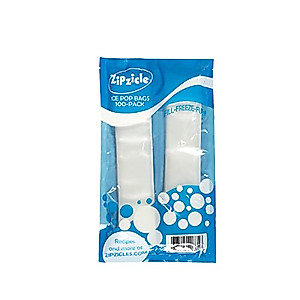 Zipzicle 100 Recyclable Ice Popsicle Mold Bags | BPA free Freezer Tubes with strong Zip Lock Seals | Original Patented | Make Cocktail Pops, Fruit Bars, Healthy Snacks | Family Parties, clear (ZIP100)