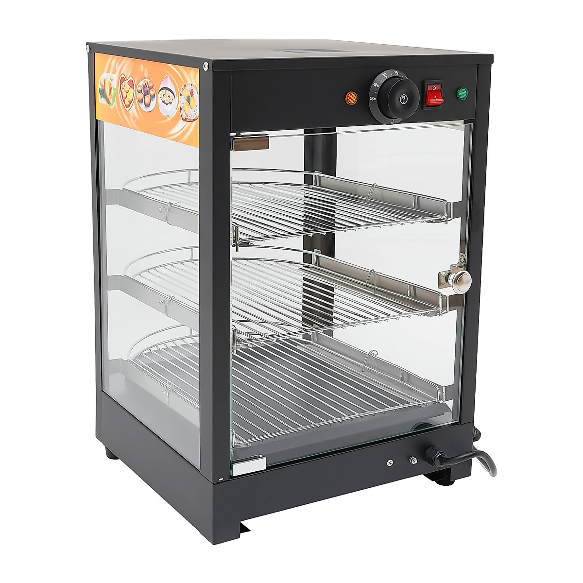 JAYGOVAN 3 Tiers Commercial Food Warmer Display, 800W Electric Countertop Food Pizza Warmer with 3 Removable Trays & Led Lighting Food Warmer Display Pretzel Warmer for Pizza, Fried Chicken