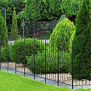 OUSHENG Decorative Garden Fence No Dig Fencing 10 Pack, 37.5in (H) x 10ft (L) Rustproof Metal Wire Panel Border Animal Barrier for Dog, Flower Edging for Yard Landscape Patio Outdoor Decor, Arched