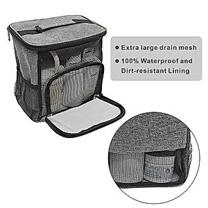 Portable Shower Caddy for Dorm & Gym & Travel - Extra Large Capacity&Drain Mesh, Quick Dry and Water Resistant with Metal Hook - Essential College Dorm for Men & Women（Grey）