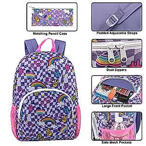 Trail maker 17 Inch Backpack with Side Pockets Backpack and Pencil Case Set for Women (Vintage Vibe Emojis)