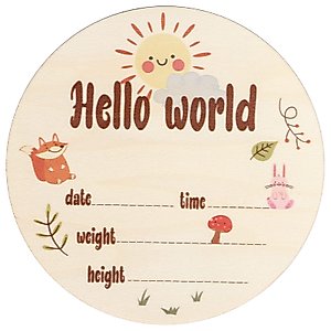 1PCS Wooden Birth Announcement Sign Newborn Announcement Sign for Hospital in Baby Name Signs for Nursery Hello World Newborn Newborn Sign for Photo Prop Nursery Wall Decor