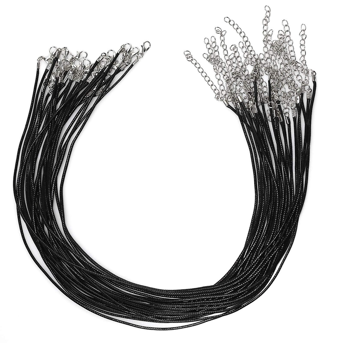24PCS Black Cord Necklace, 20 in Waxed Necklace Cords for Pendants, Black String Necklace with Clasp for DIY Jewelry Making…