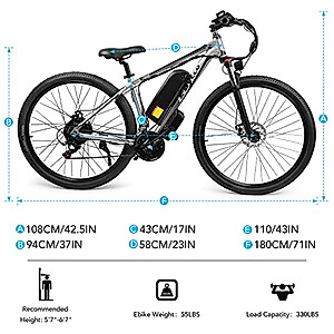 E·Bycco EBycco Electric Bike for Adults 750W, 29" Electric Mountain Bike 48V 13Ah Removable Battery, 28-31MPH EBike with Shimano 21 Speed,Pedal Assist,Lockable Suspension Fork, LCD Display,Headlights