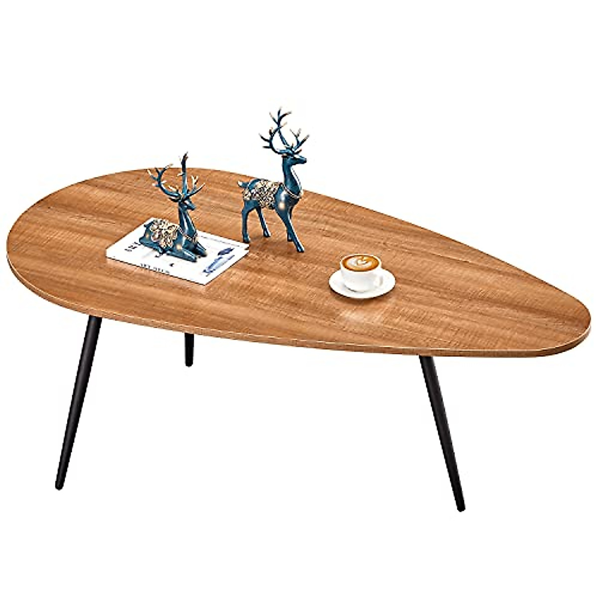 SAYGOER Small Coffee Table Modern Coffee Table Rustic Farmhouse Coffee Table Oval Mid Century Coffee Table Retro Accent Center Table for Living Room Easy Assembly, Walnut Oak