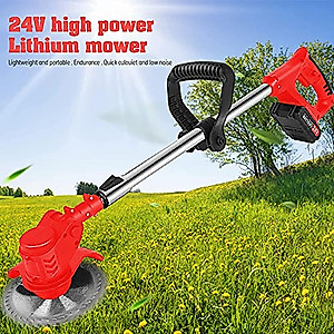 Electric Cordless Weed Wacker,24V 2Ah Battery Powered Weed Eater with 2 Batteries and 3 Types Blades,Lightweight and Powerful String Trimmer for Yard and Garden(RED)