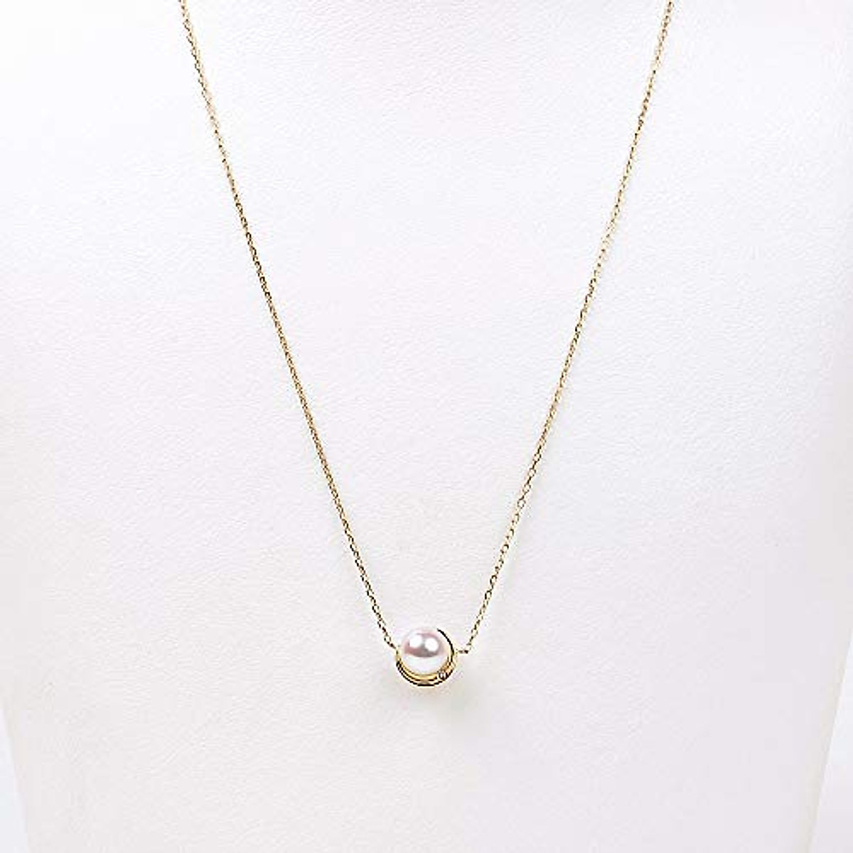 Japanese 7.0mm Akoya Cultured Pearl with Diamond Pendant Necklace for Women with 18K Yellow Gold | Classy Design Excellent Gift | Pearl Necklace