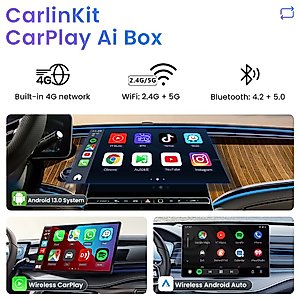 Carlinkit CarPlay Ai Box Android 13.0 System Wireless CarPlay Android Auto QCM6125 8-core 8G+128G, Multimedia Box Spotify/Netflix/YouTube Car Video, GPS+Glonass/Google Play Download Apps