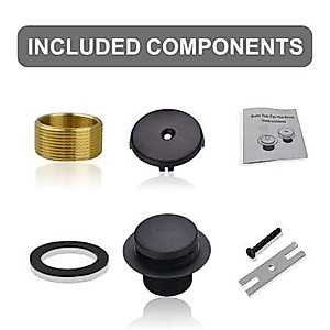 Black Bathtub Drain Tip-Toe Single Hole,Welsan Tub Drain Trim Set Conversion Kit Assembly, Coarse Thread Replacement Trim Kit with 1-Hole Overflow Faceplate Includes an Adapter, Matte Black