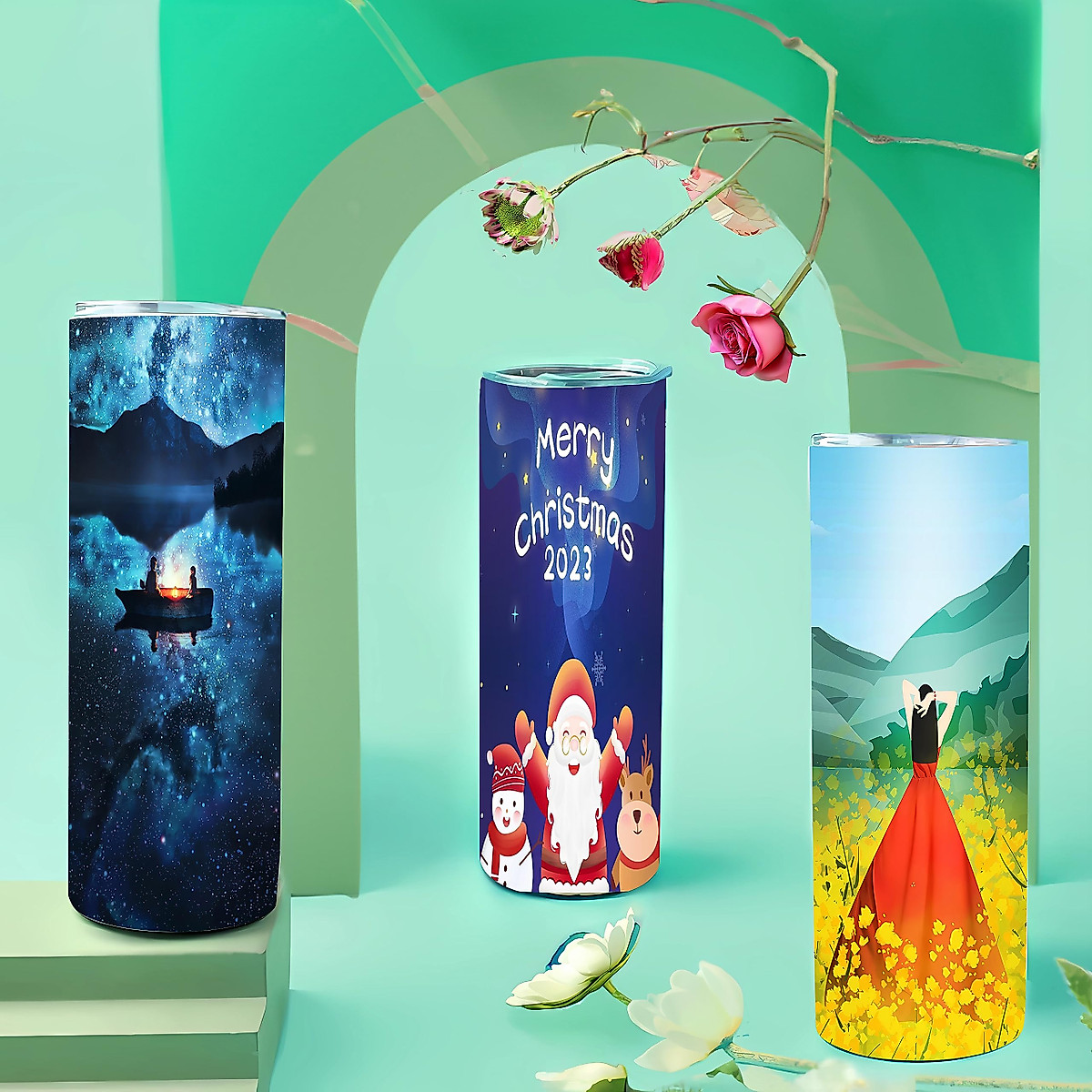 Sublimation Tumblers bulk 20 oz Skinny,8 Pack Stainless Steel Double Wall Insulated Straight Sublimation Tumbler Cups Blank White with Lid,Individually Box,heat tape,Sublimation Tumblers Pinch