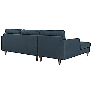 Modway Empress Mid-Century Modern Upholstered Fabric Left-Arm Facing Sectional Sofa in Azure