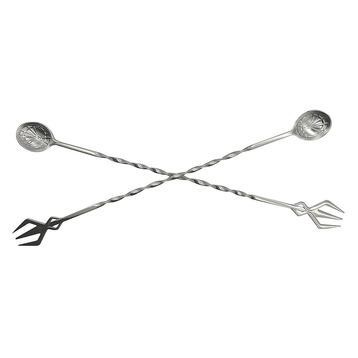 Pinenjoy 2Pcs 12.67inch Bar Spoon Fork Cocktail Mixing Spoon with Trident Fork 18/10(304) Stainless Steel Bartender Stirring Spoon for Milkshakes Juice Coffee Tea Beer Mixing