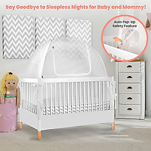 Crib Tent by Pro Baby Safety - Crib Topper Net with Viewing Window – See Through Soft Silky Mesh - Zippered Safety Top for Mosquito Bites and Falling Protection for Infant