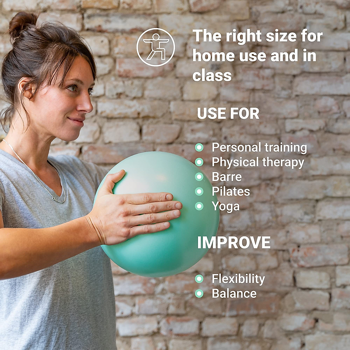 Live Infinitely Pilates Ball 9 Inch with Pump | Small Yoga Balls with Digital Workout eBook | Mini Stability Ball for Pilates, Barre, Yoga & Home Exercise (Mint)