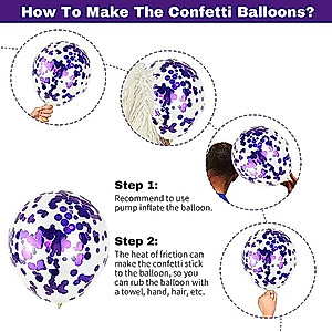 Purple and Black Balloons, 12 Inch Metallic Purple Balloon Black Purple Party Balloons Purple Purple Confetti Latex Helium Balloon for Halloween Wednesday Graduation Birthday Wedding Party Decorations