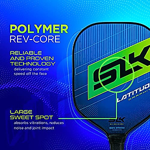SLK Latitude Pickleball Paddle | Graphite Features G4 Face with Polymer Rev-Core Rackets Designed in The USA Lightweight Pickle Ball raquette Lakeside Lime|