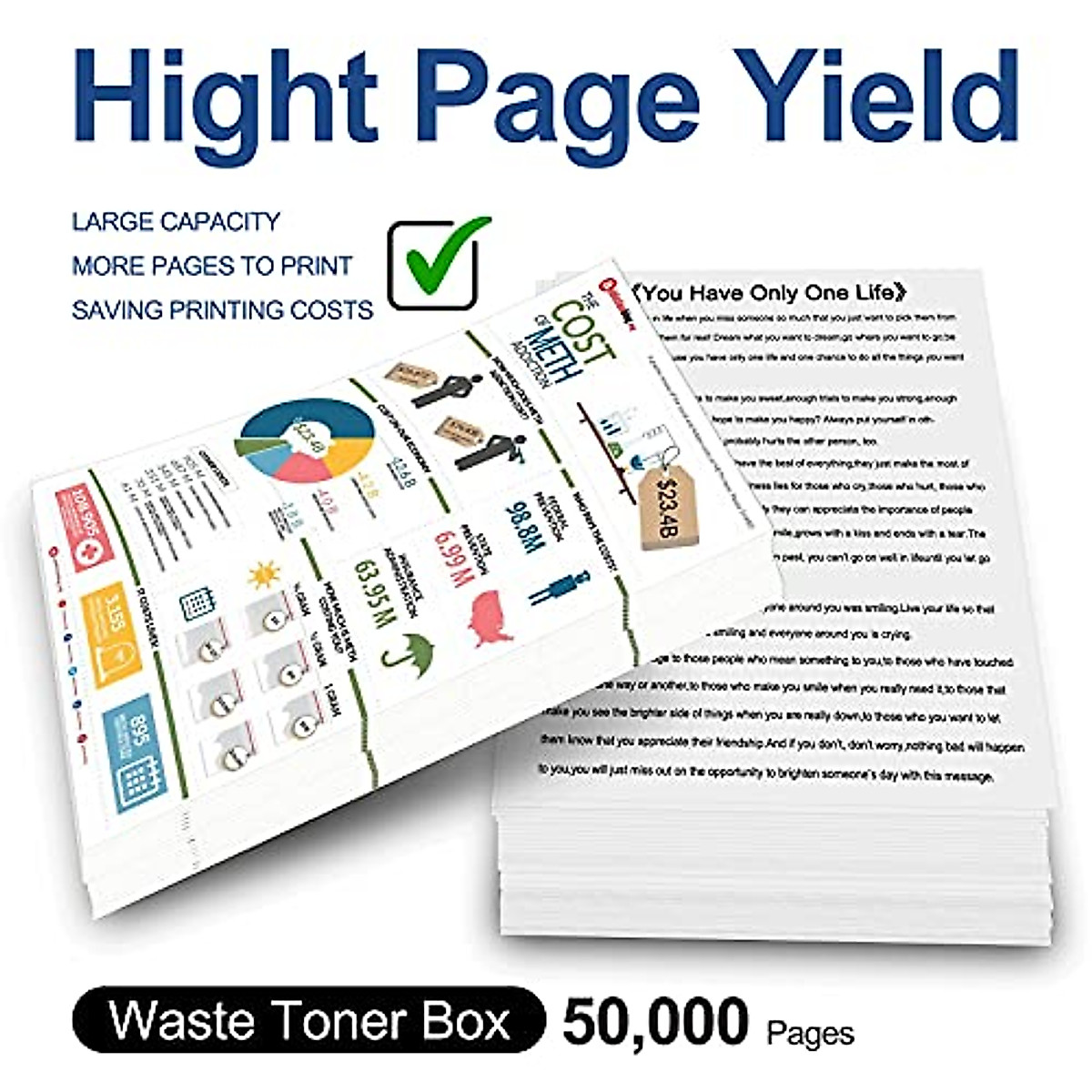 1 Pack Compatible MX-510HB MX510HB Waste Toner Box Replacement for Sharp MX-4101N MX-4110N MX-4111N MX-4140N MX-4141N MX-5000N MX-5001N MX-5110N MX-5111N MX-5140N MX-5141N Printers.