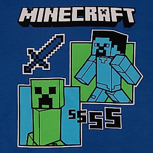 Minecraft Boys 2 Piece Fleece Pants Sets, Pullover Hoodie and Jogger Set for Boys (Blue, Size 4)